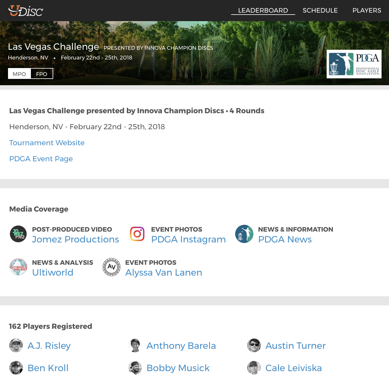 UDisc Live Adds USDGC And RE/MAX Open To Schedule, Updates Site ...
